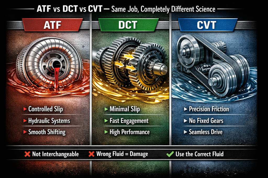 ATF vs DCT vs CVT Fluid: What’s the Difference and Why It Matters